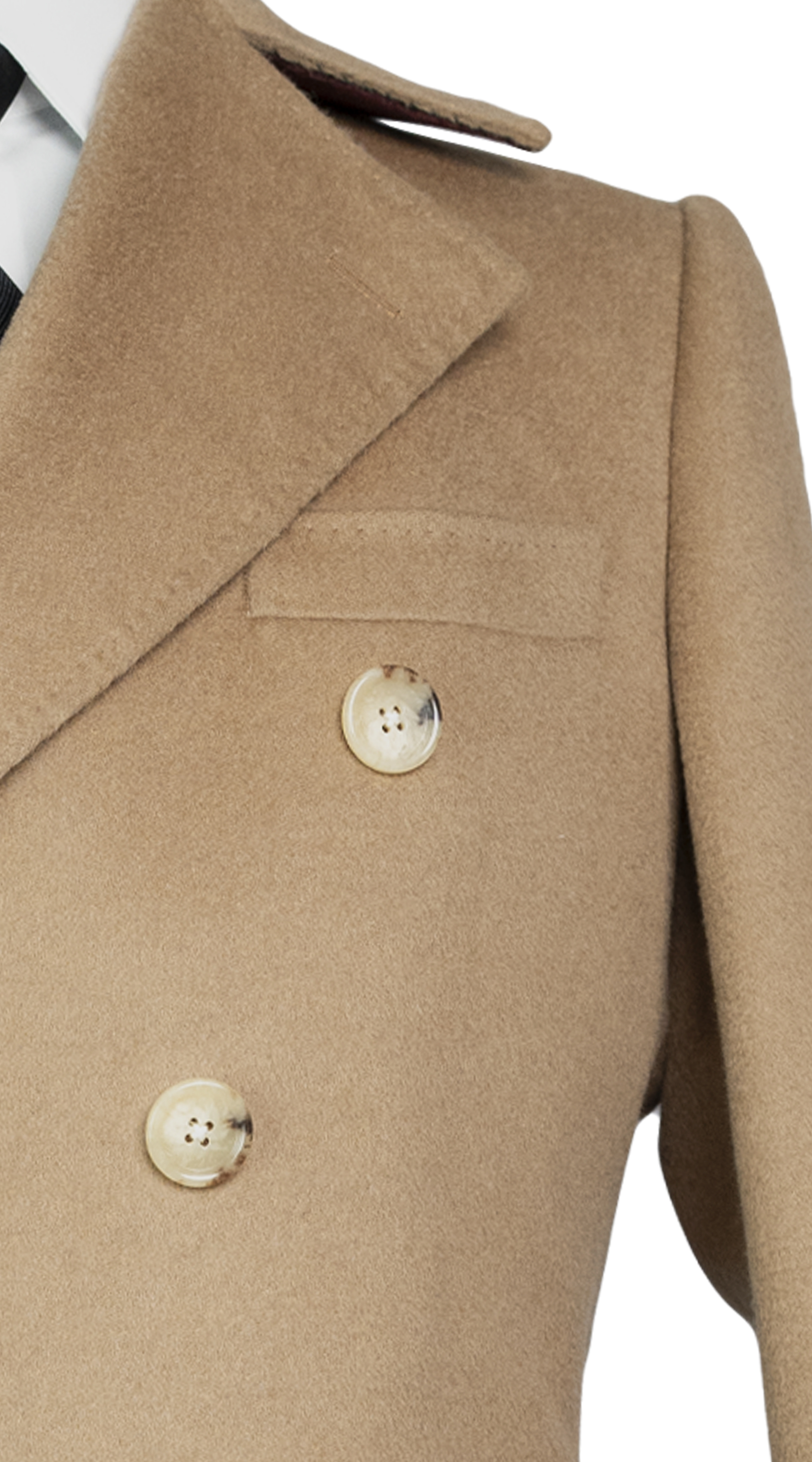 Camel Double-Breasted Wool Overcoat | SUITABLEE