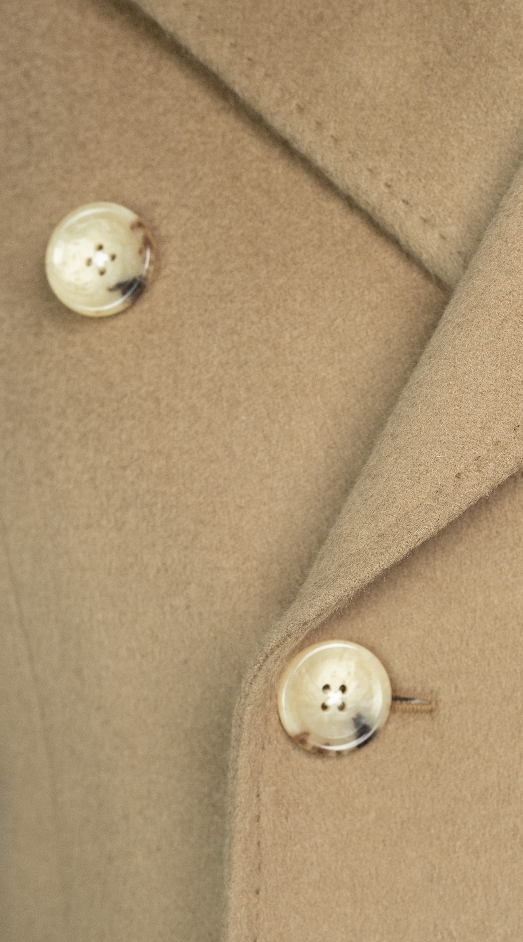 Camel Double-Breasted Wool Overcoat | SUITABLEE