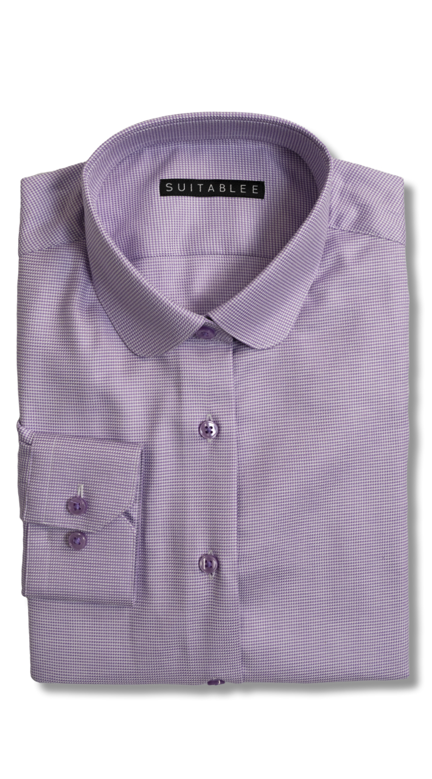Lavender Microcheck Dress Shirt | SUITABLEE