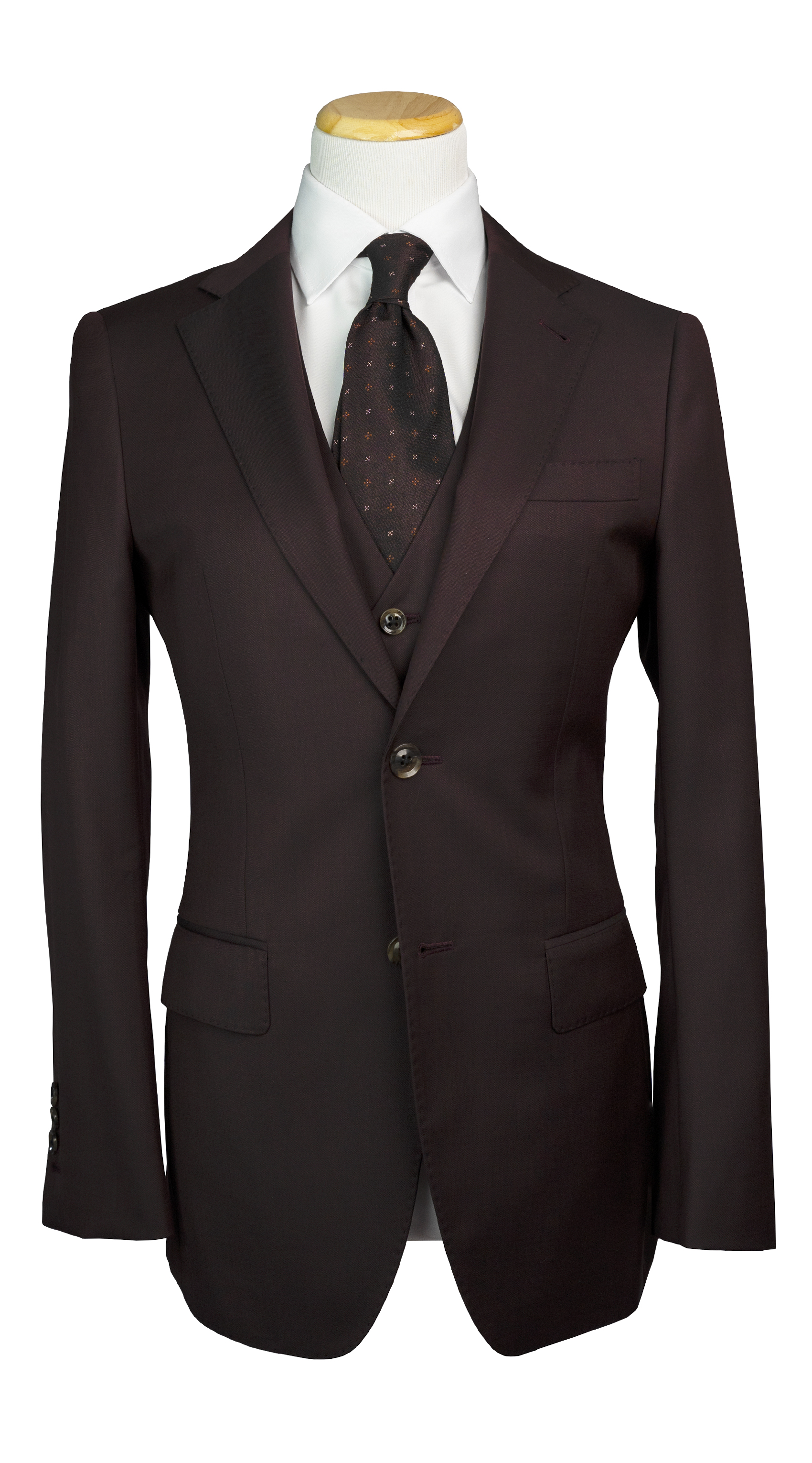 Maroon Three-Piece Wool Suit by SUITABLEE