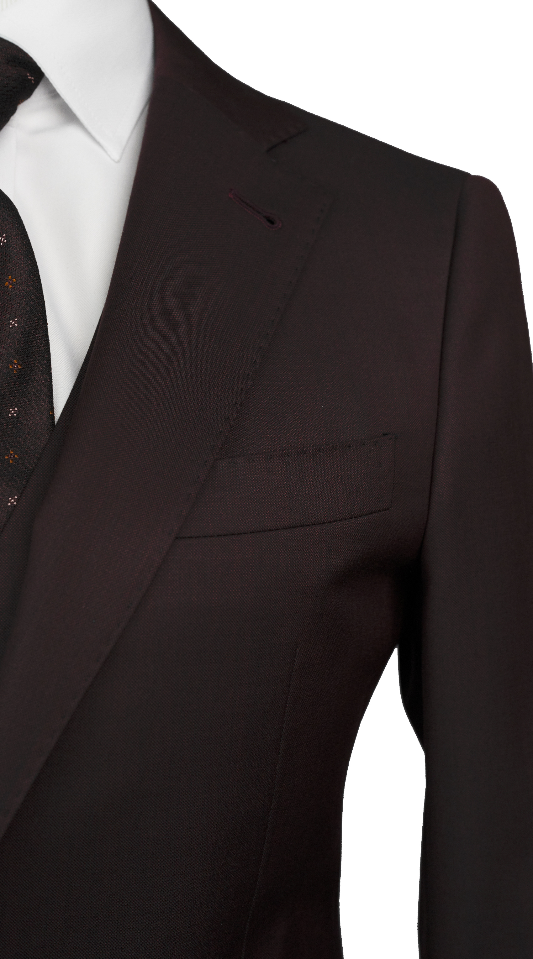 Maroon Three-Piece Wool Suit by SUITABLEE